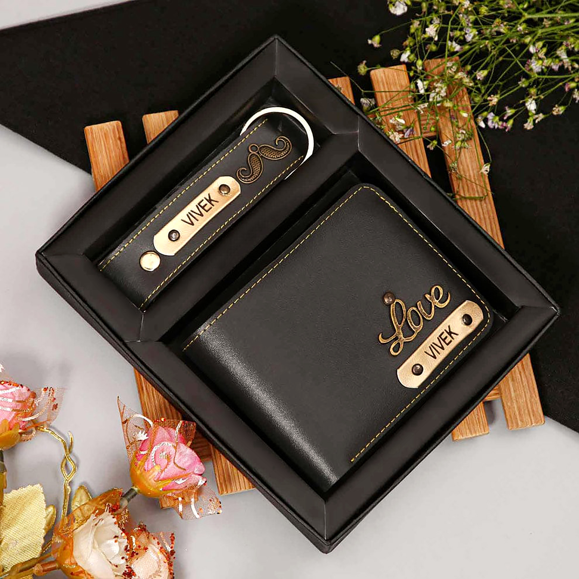 Personalized Black Mens Wallet Combo – Sky Gift