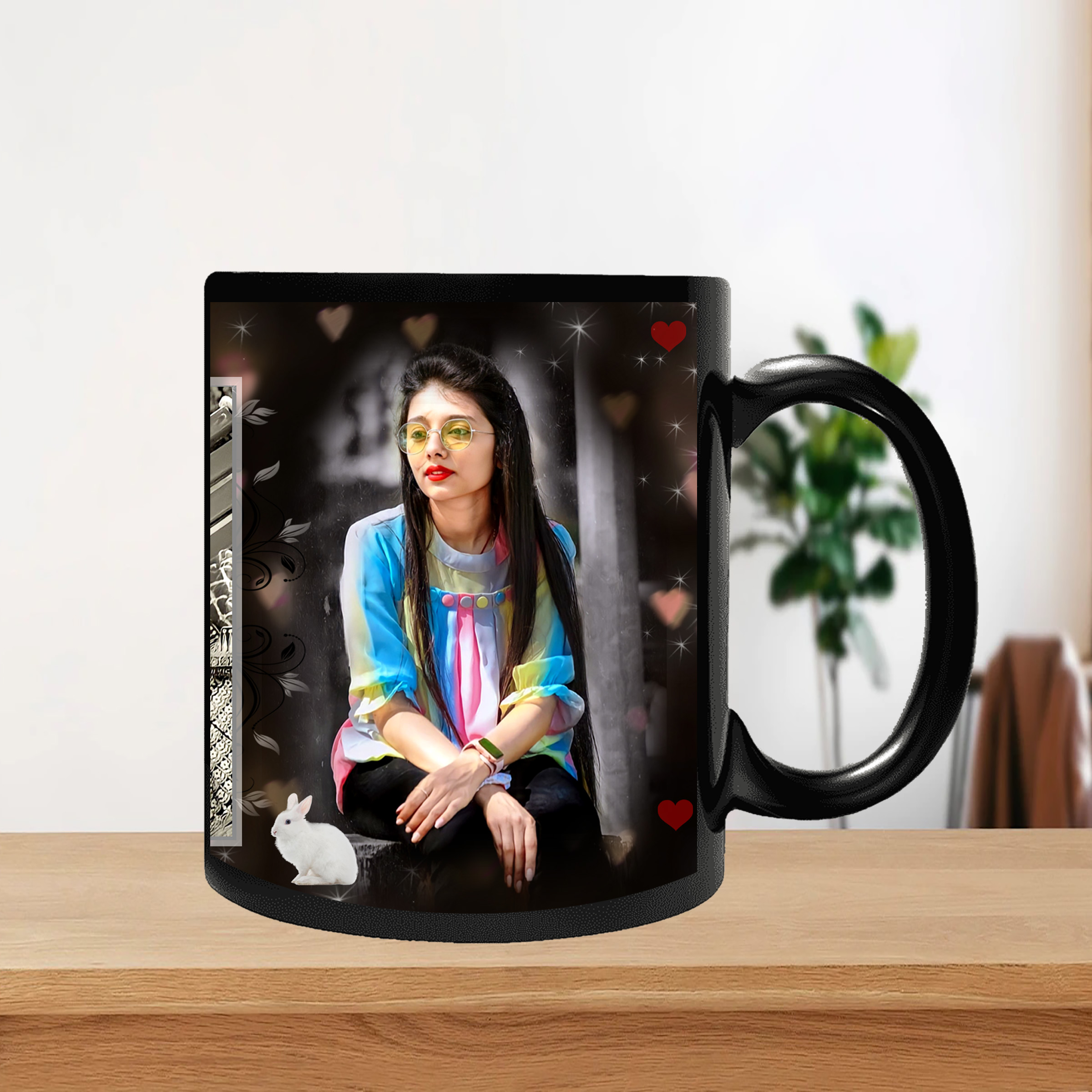 Cute girl Mug Black – Sky Gift
