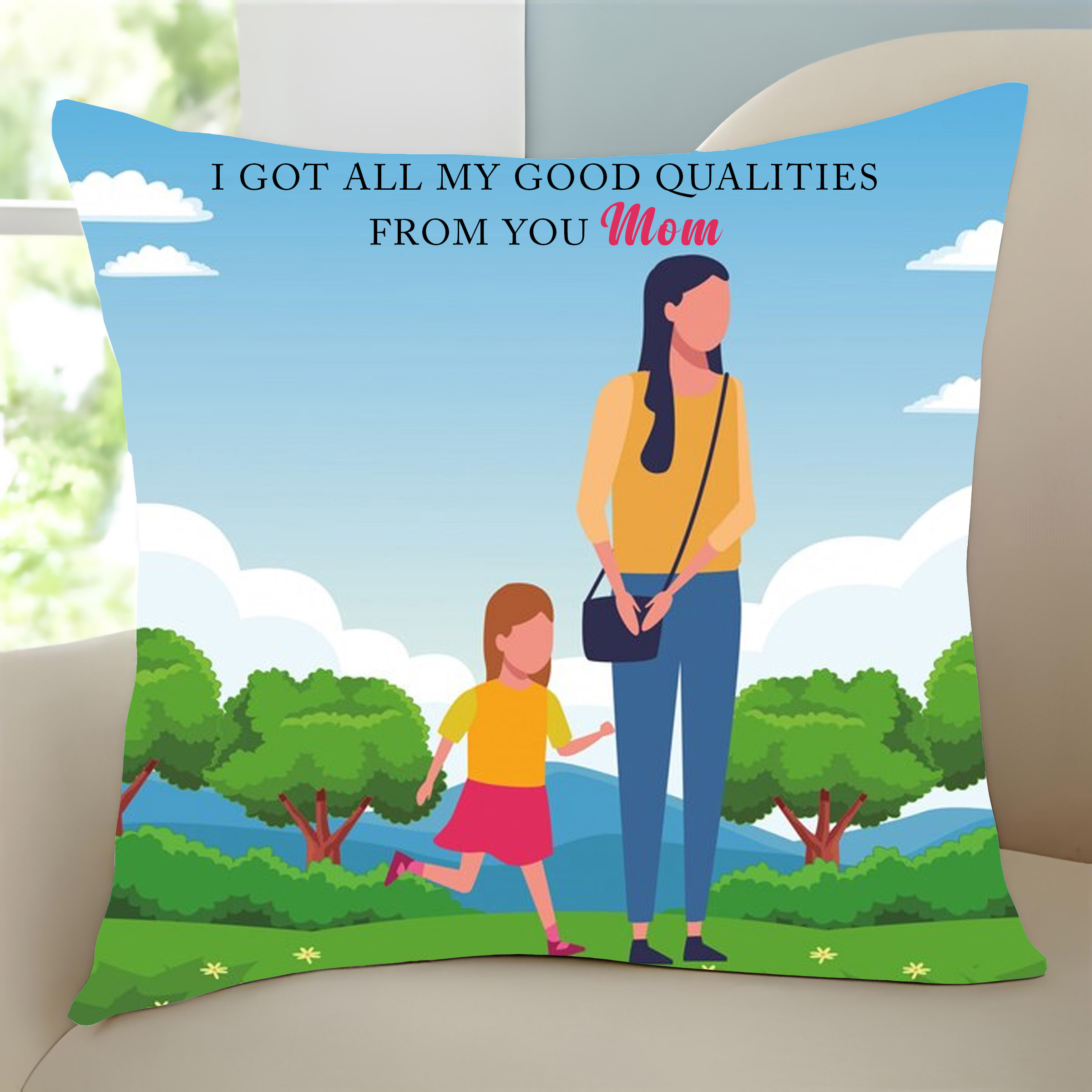 Mom & Daughter Pillow – Sky Gift