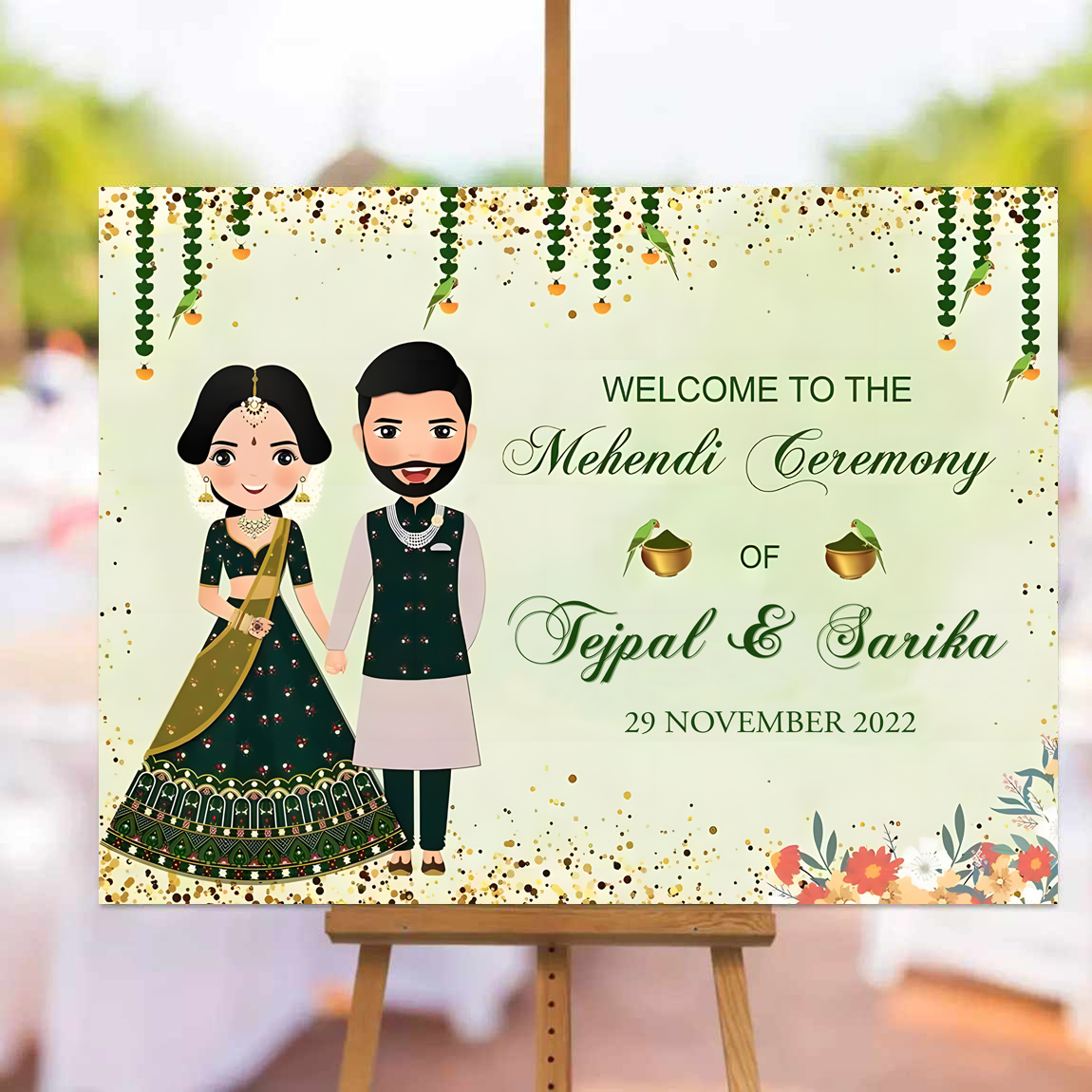 010 Customized Couple Mehendi Board – Sky Gift