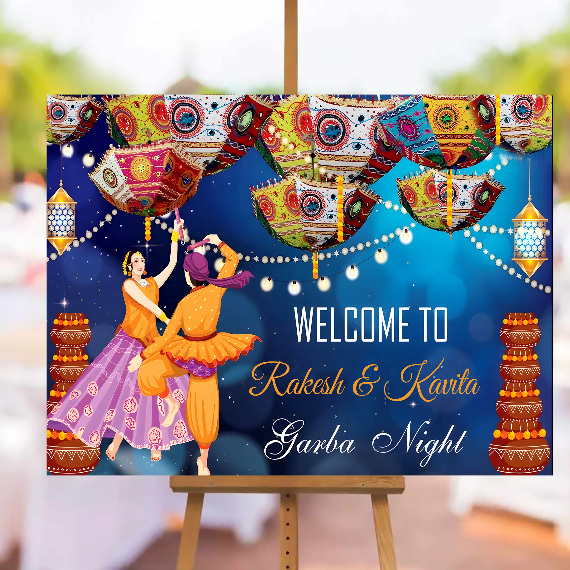 038 Customized Couple Garba Night Sign Board – Sky Gift