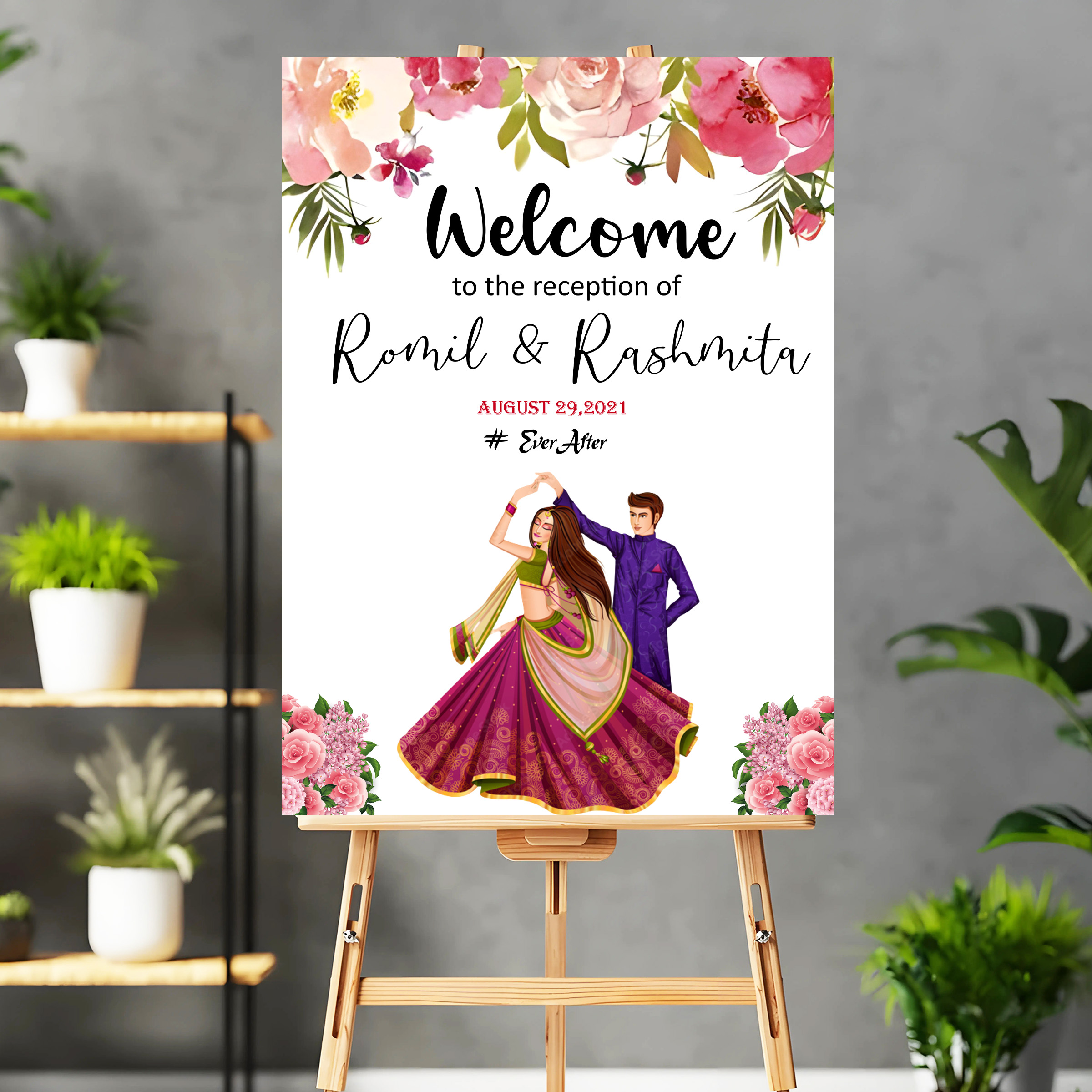 051 Floral Reception Sign Board – Sky Gift