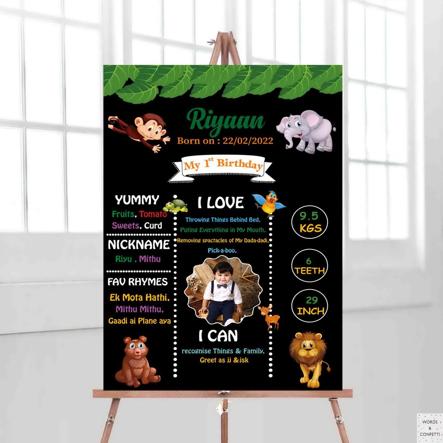 055 Riyaan 1st Birthday Sign Board – Sky Gift