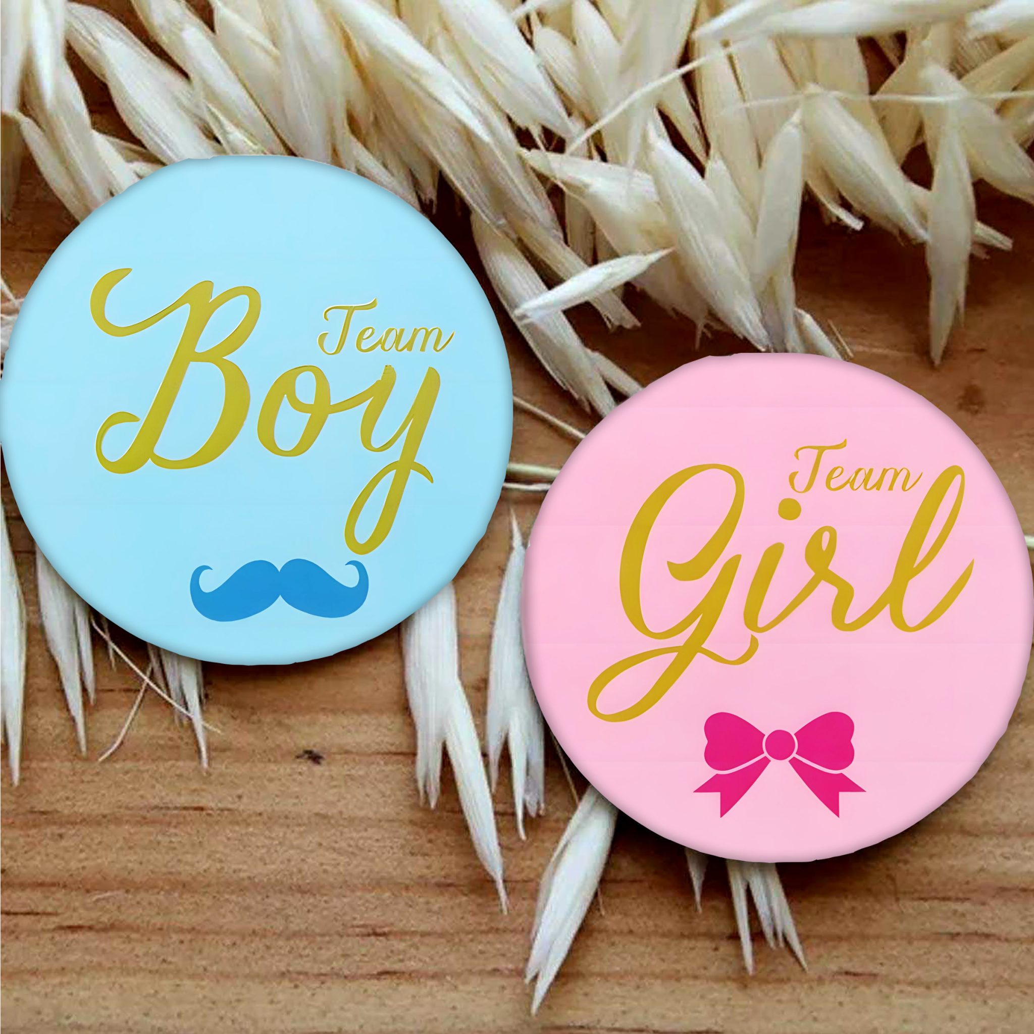 060 Baby Shower Badges – Team Boy & Girl – Sky Gift