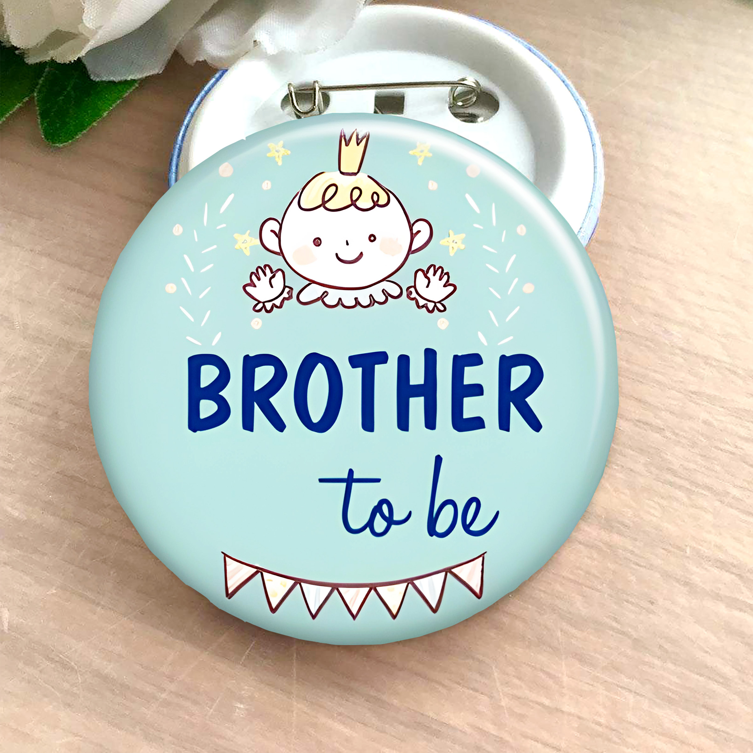 062 Baby Shower Badges – Brother to be – Sky Gift