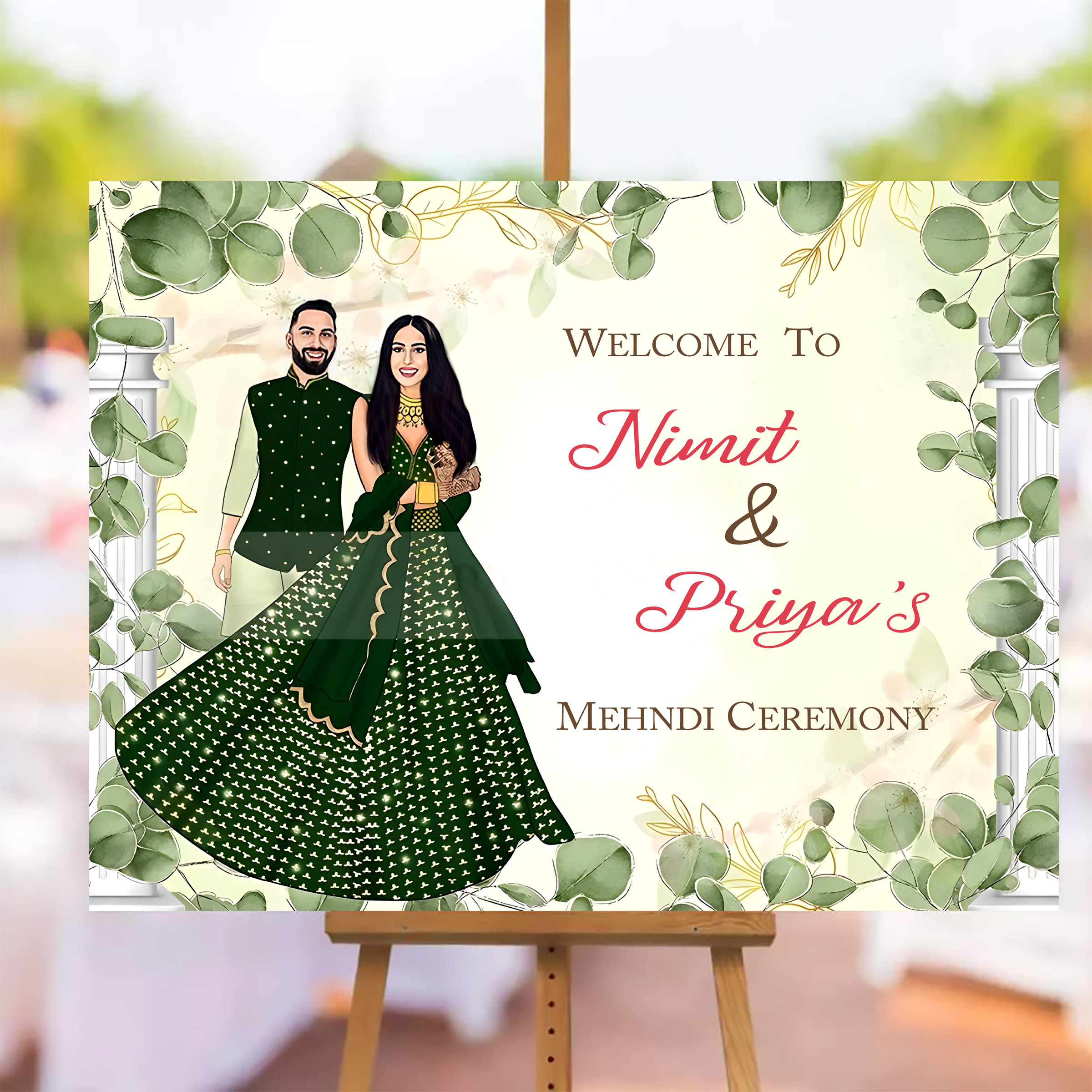 07 Customized Welcome Mehendi Board – Sky Gift