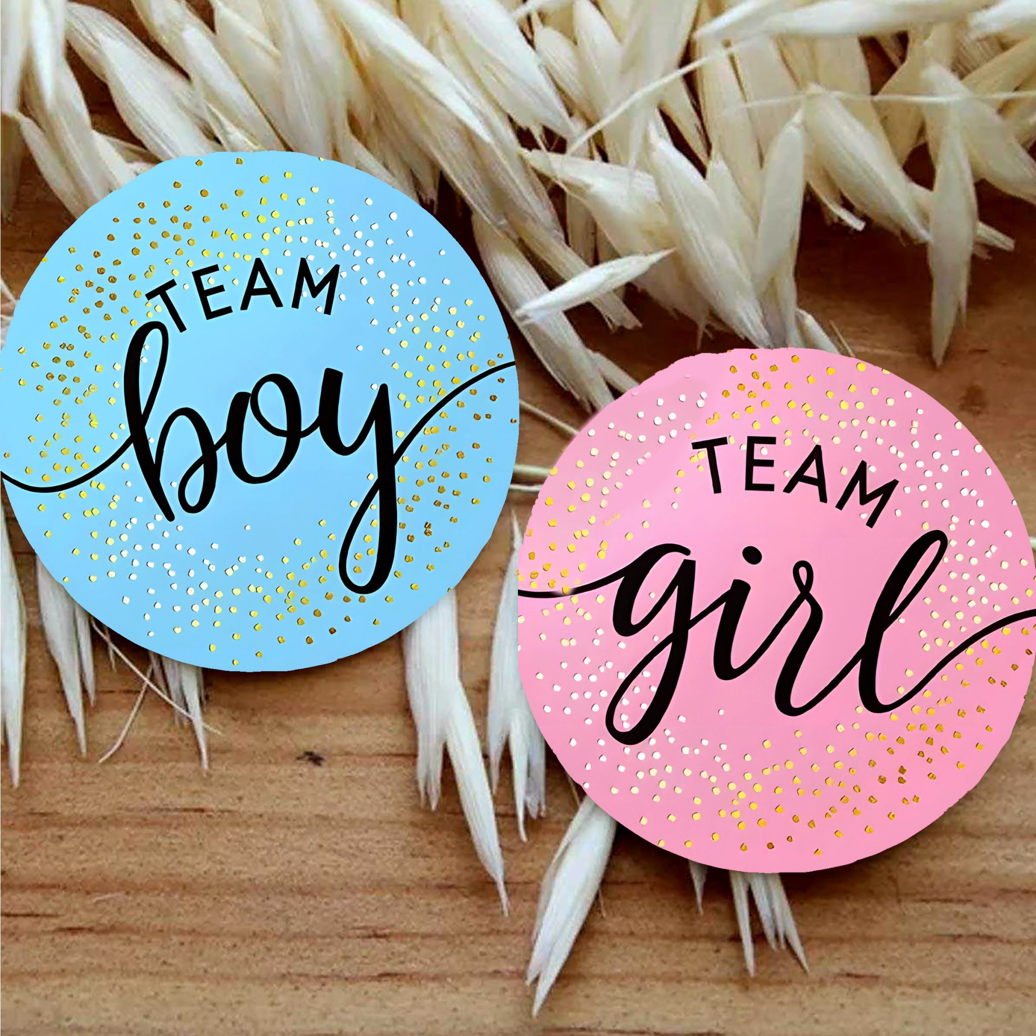 079 Baby Shower Badges – Team Boy & Girl – Sky Gift